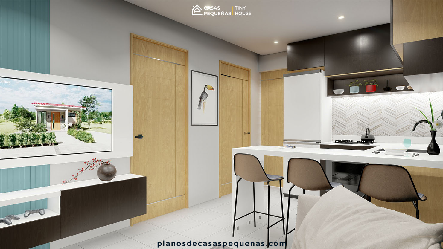 Plano de CASA 6x6 metros - idea de CASA pequeña.