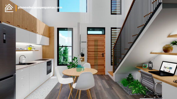 Diseño de casa loft de 5x10 metros con estilo moderno.