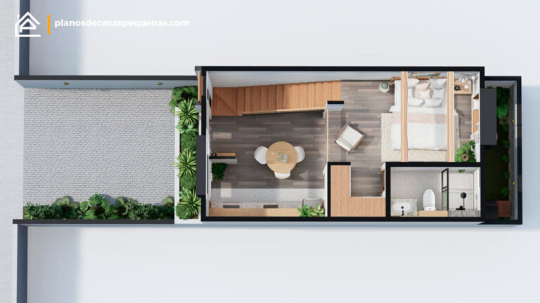 Diseño de casa loft de 5x10 metros con estilo moderno.