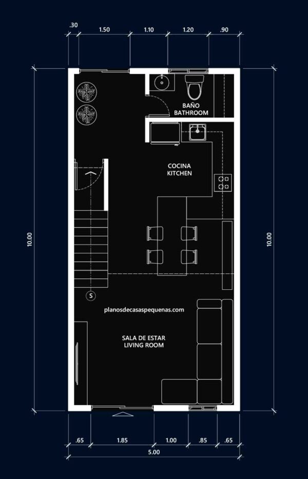 Diseño y plano de casa loft industrial / Loft moderno y rústico